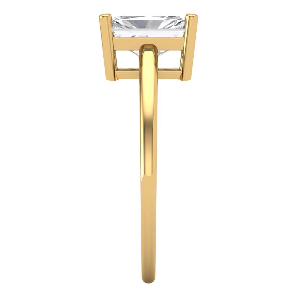 Clara Pucci 2 Carat Brilliant Emerald Cut Clear Simulated Diamond 14K Yellow Gold Solitaire Engagement Bridal Anniversary Ring Size 7.5