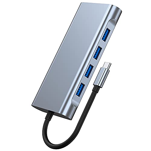 ERYUE Type-C 11-in-1 Hub Aluminum Alloy Shell with USB2.0 USB3.0 HD VGA PD RJ45 Ports SD TF Card Slots 3.5mm o Interface