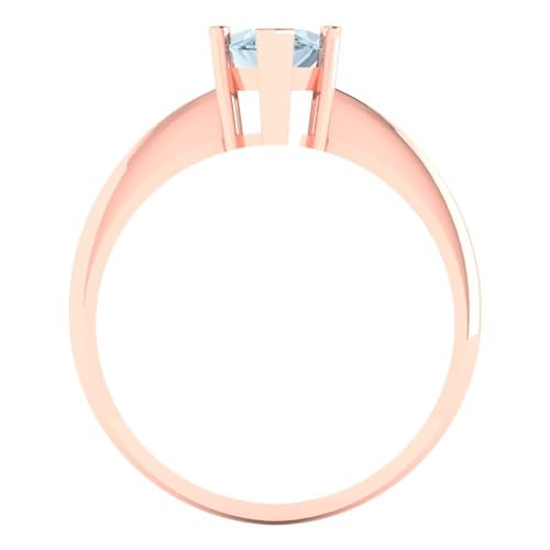 Clara Pucci 1.50 ct Marquise Cut Solitaire Natural Aquamarine Engagement Wedding Bridal Promise Anniversary Ring 18K Rose Gold Size 3.5
