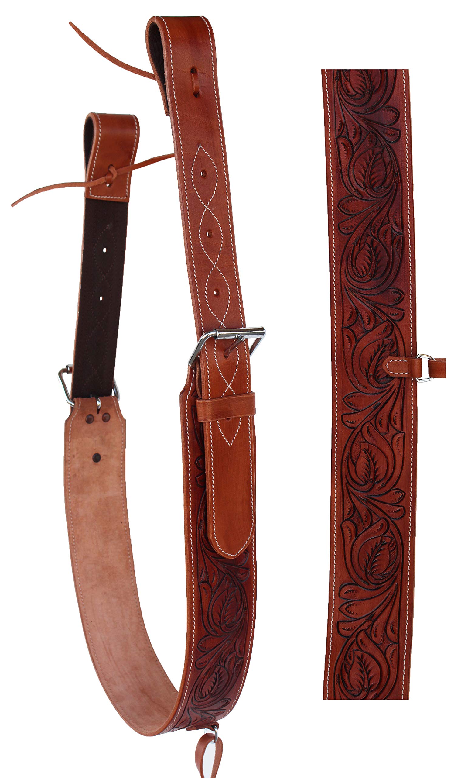 CHALLENGER Horse Western Leather Tooled Back Rear Cinch Flank Girth w/Off Billets 9760A