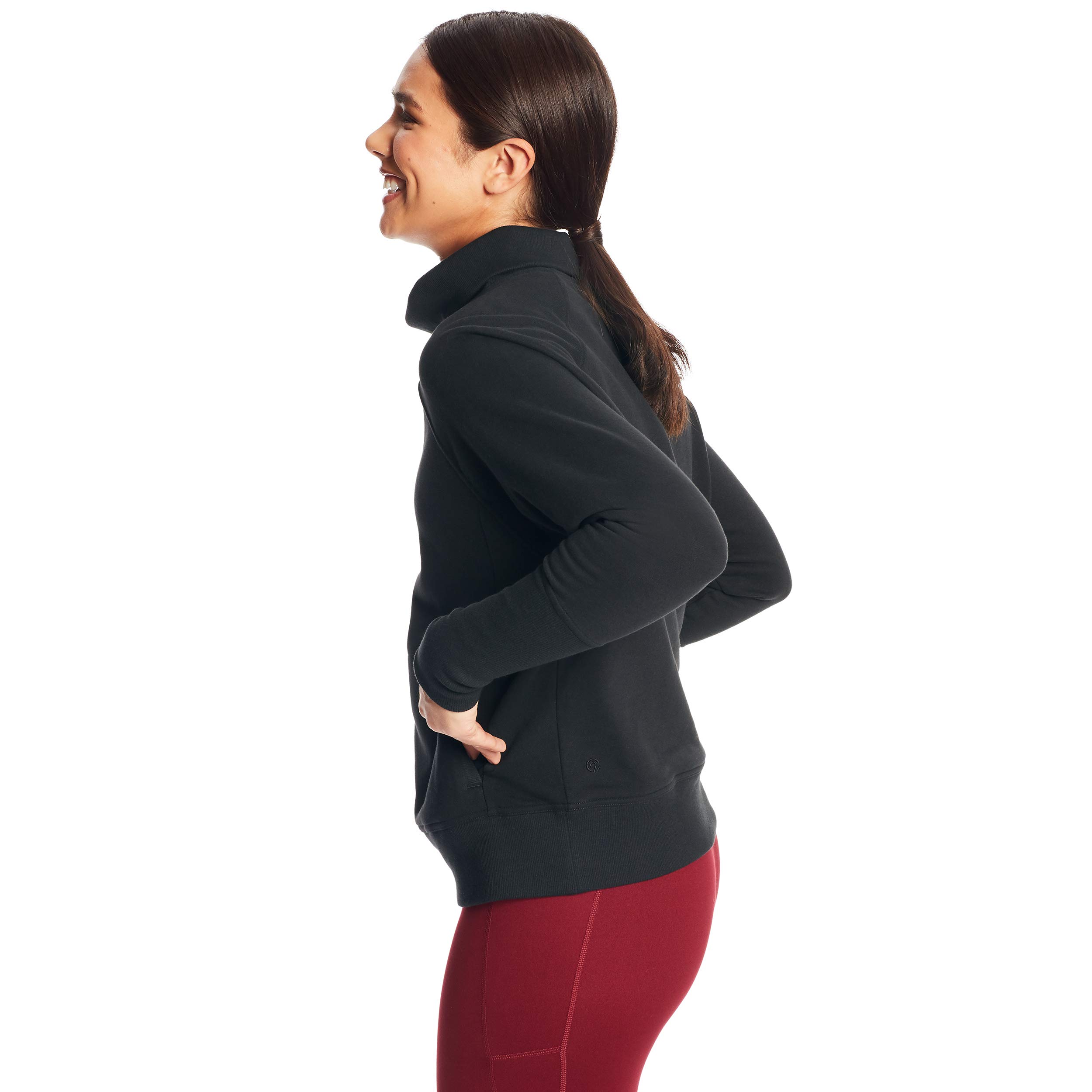 C9 Champion womens Long Sleeve French Terry Top Yoga Shirt, Ebony, Small US