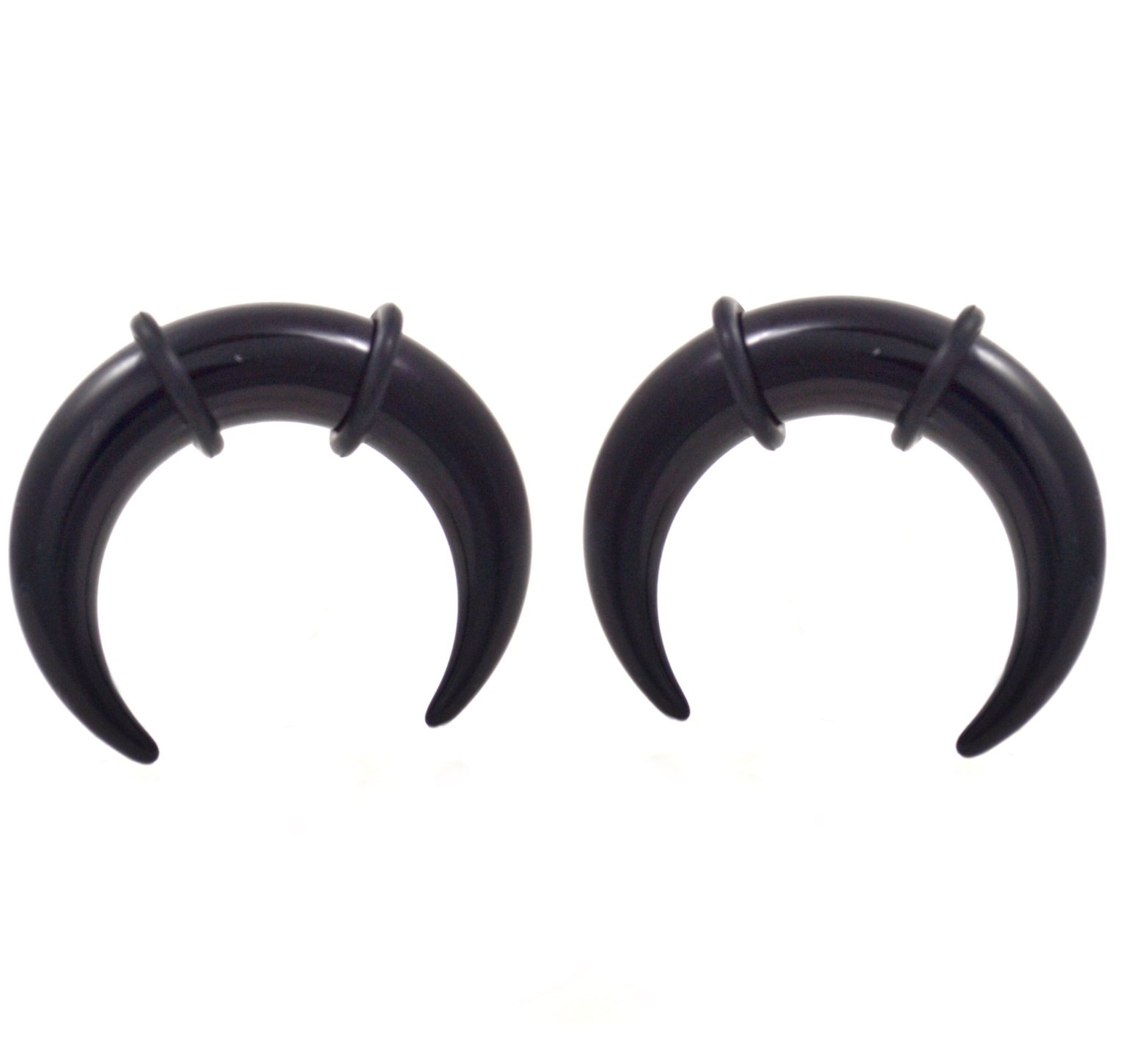 BYB Plugs Pair of All Black Acrylic Buffalo Tapers Pincher Ear Stretching Expanders (0G(8mm))