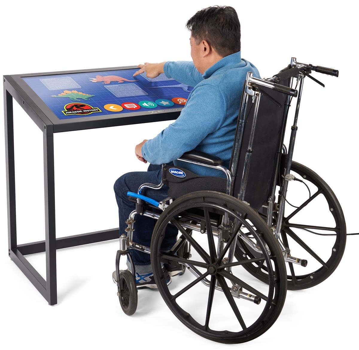 Displays2go 43" Angled Touch Screen Digital Desk, 10pt PCAP, Wheelchair Accessible Design - Black (DGTCHKSK43)