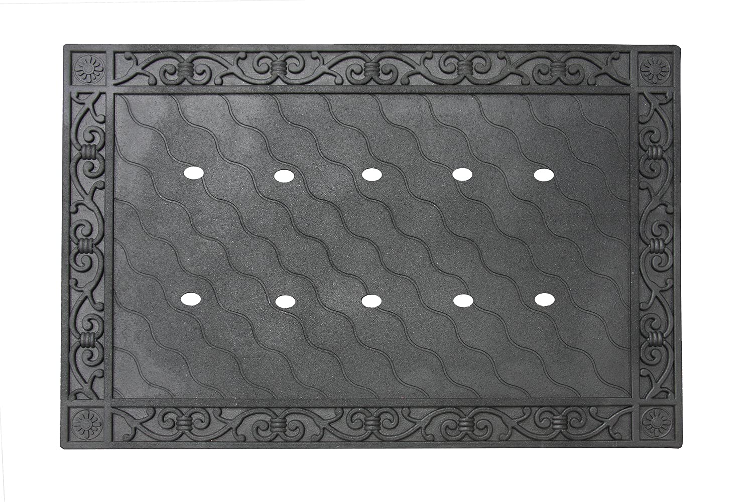 Toland Home Garden 850100 Recycled Rubber Holder, 24" x 36" Doormat Tray, Black