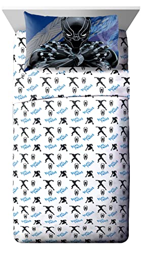 Marvel Black Panther Legend 5 Piece Twin Size Bed Set - Includes Comforter & Sheet Set - Super Soft Kids Bedding Fade Resistant Microfiber (Official Product)