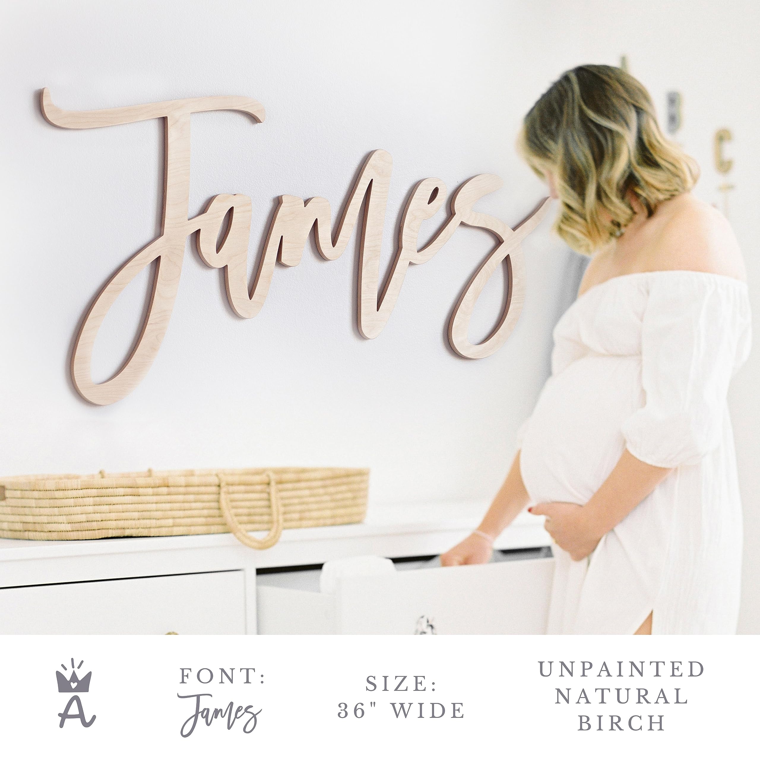 Custom Wood Name Sign for Nursery or Kids Room | Instant Font Preview + Multiple Styles Available Unpainted, Painted, or Stained | Personalized Baby Gift (Unpainted Quick Ship Name Sign)