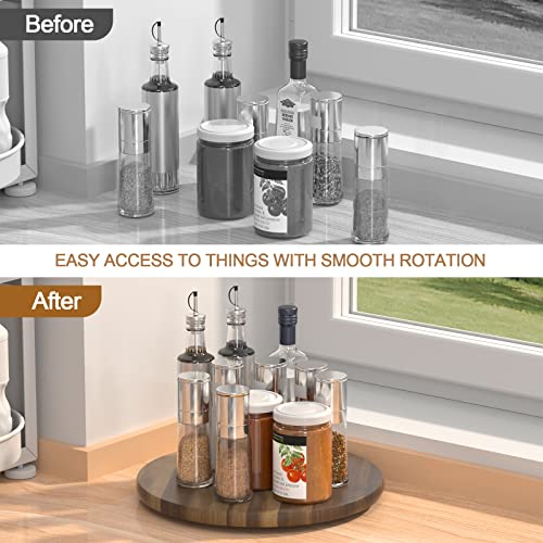 Lazy Susan Kitchen Cabinet Organizers - 13.2 Inch Acacia Wood Lazy Susan Turntable Organizer for Pantry Table Countertop Bathroom Organization and Storage, Non-Skid, Strong Kitchen Accessories
