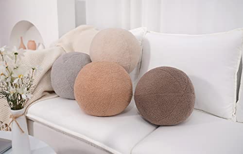 Nordic Simple Modern Home Plush Ball Ornament Pillow (Milk Tea White)