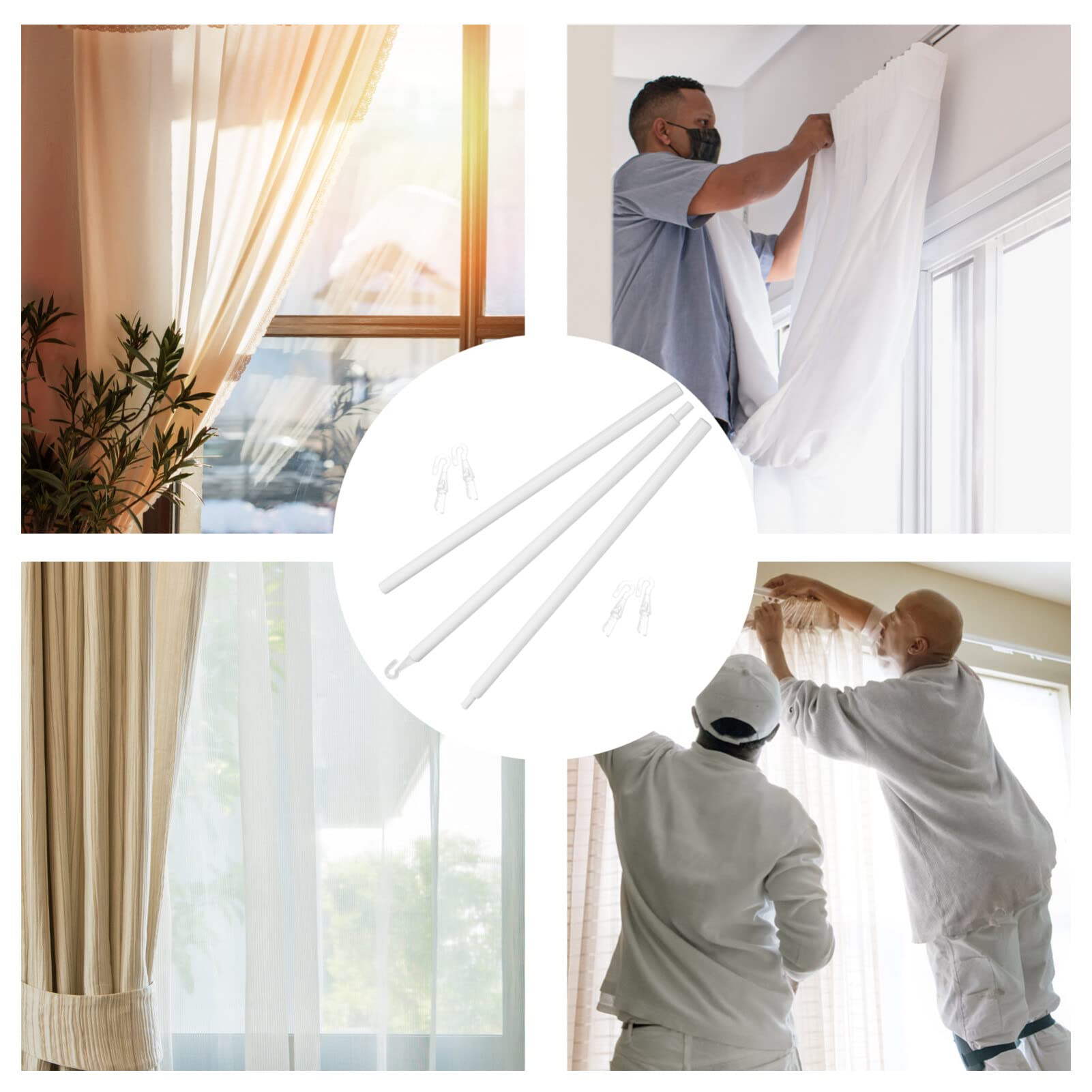 Clear Blind Wand 1 Set with Hook Detachable Vertical Window Blind Rod Stick for Window Blind Stick Wand Opener 89CM