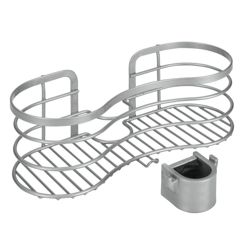 Metaltex Viva Polytherm Coated Bathroom Shower Caddy with Pole Grip, Silver, 29 x 12 x 11 cm
