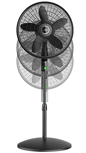 Lasko Oscillating 18-inch EcoQuiet DC Motor 12-Speed Pedestal Fan with Remote Control, Black, S18708, Large