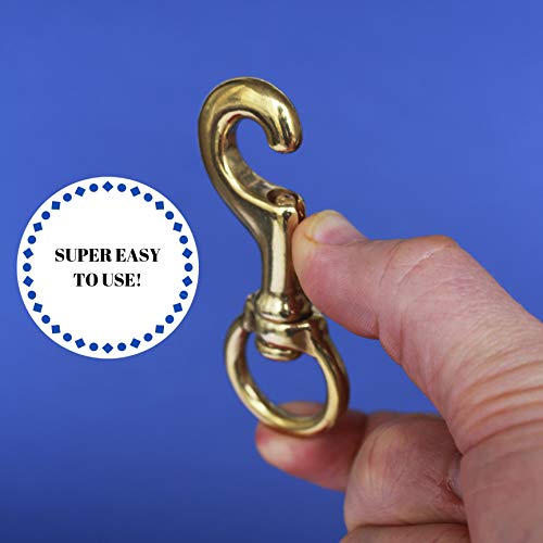 Flag Clips for Rope 4-Pack - Durable 3.2β Bronze Brass Snap Clip with Swivel Eyelet - Best for Flag Poles with Halyard Rope - 4 PCS Flag Pole Clips by Hieno Supplies