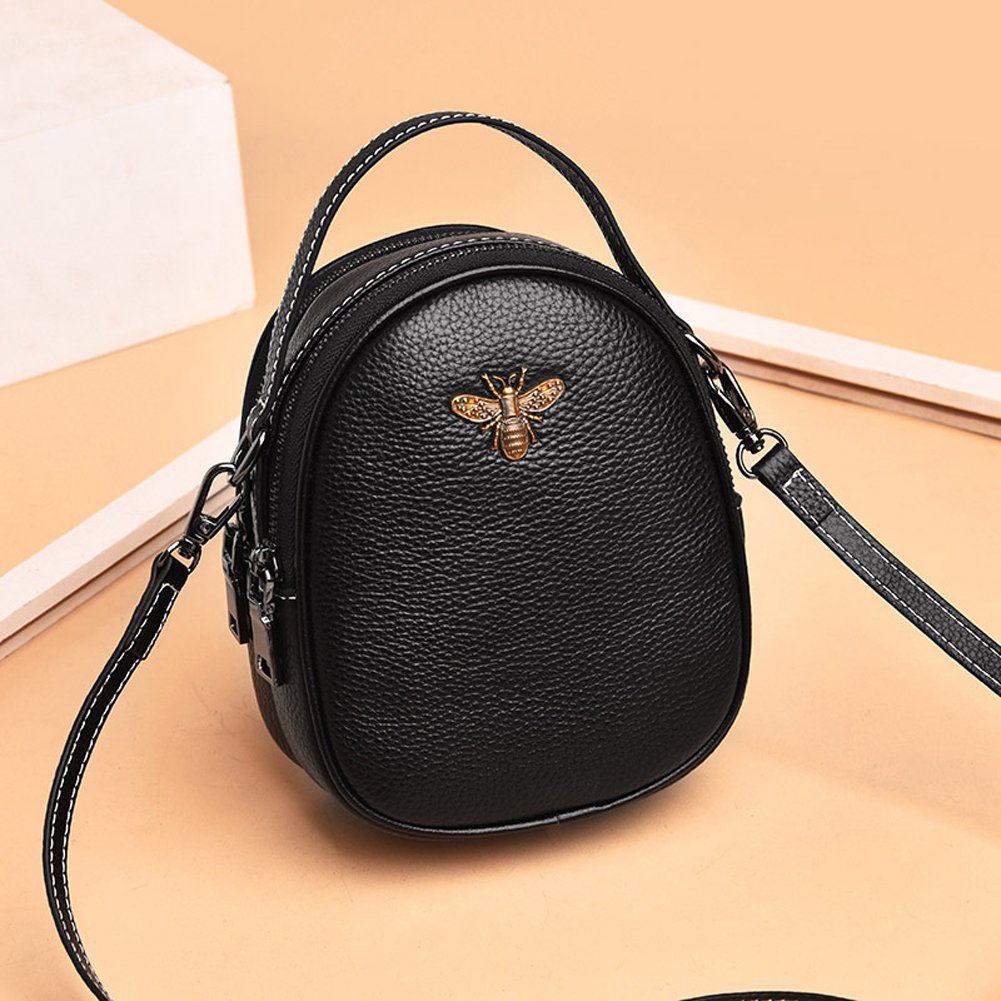 Toniker Genuine Leather Small Crossbody Bag Multi-Pockets Bee Series Cell Phone Purse Wallet for Women