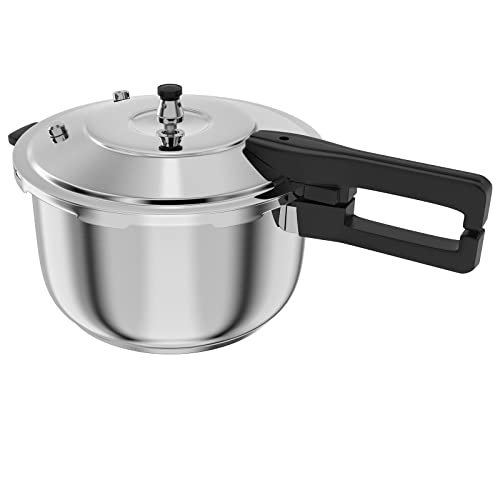 Yuebaaf Stainless Steel Pressure Cooker 6 QT, Suitable for All Cooktops, Compatible with Gas & Induction Cooker, Faster Cooking with Safely Valve, Silver