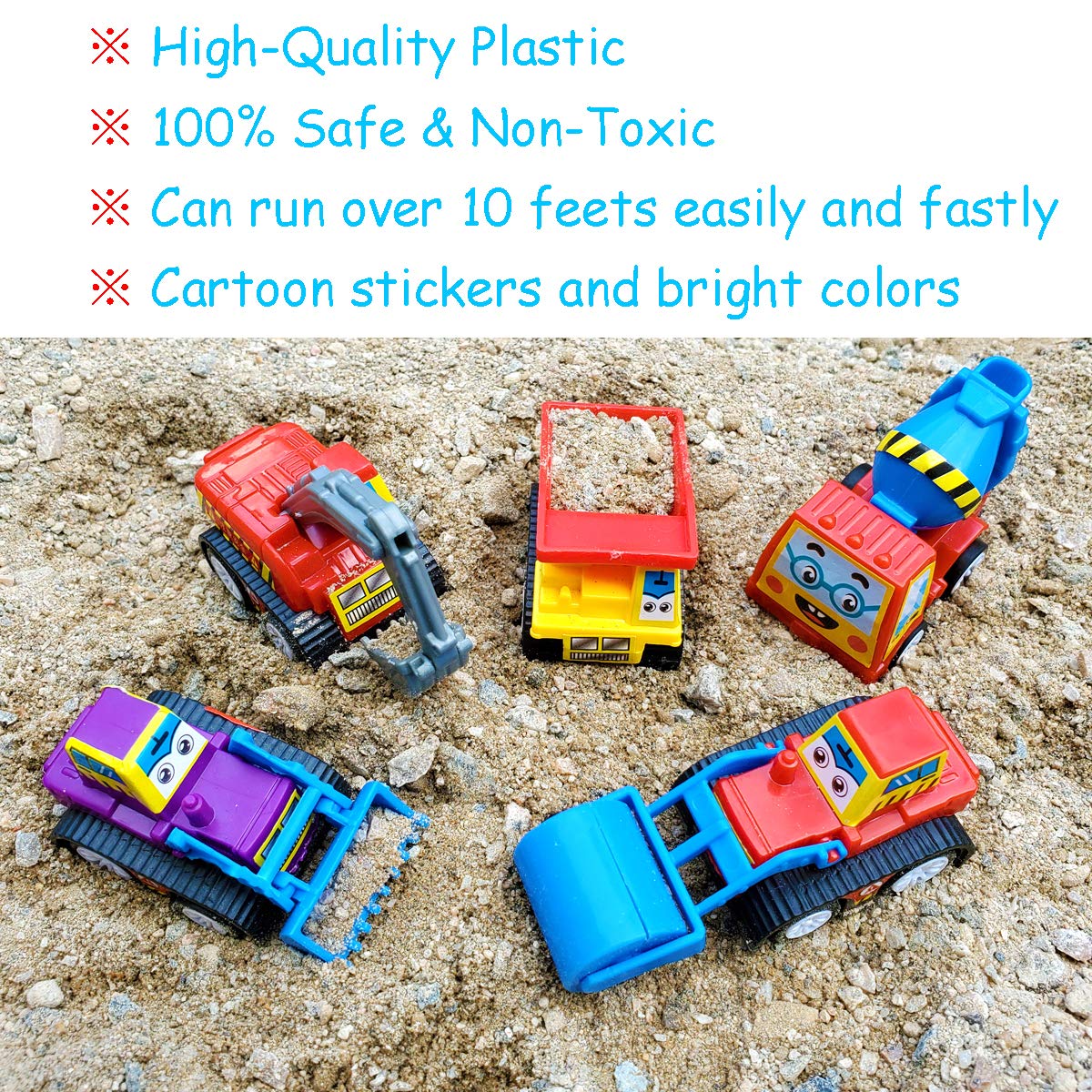 Tonmp Pull Back Vehicle Car, 12 Pack Assorted Mini Construction Plastic Vehicle Set, Pull Back Truck and Car Toys for Boys Kids Child Party Favors,Pull Back and Go Car Toy Play Set