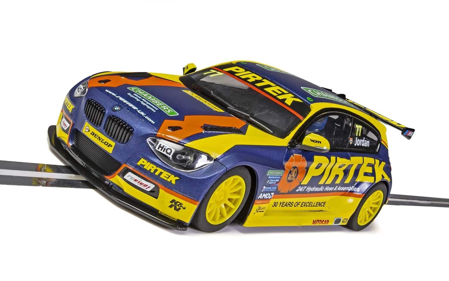Scalextric 125i BTCC 2018 Andrew Jordan 1:32 Slot Race Car C4018, Yellow & Blue