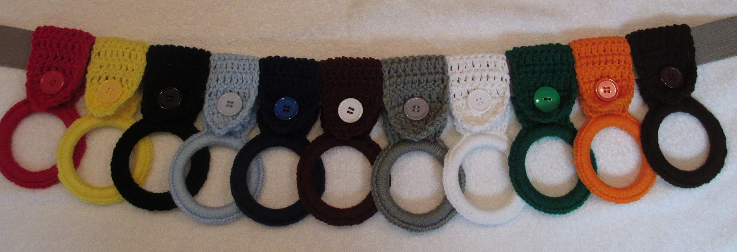 Crocheted Hanging Dish Towel Holder - Light Blue