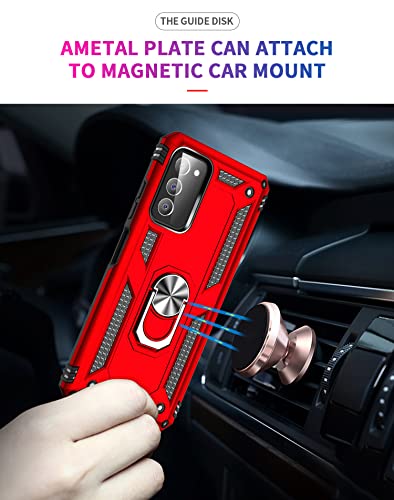 SunRemex for Samsung Galaxy A03S Case with Tempered Glass Screen Protector, Samsung A03S Case Kickstand [Military Grade] 16ft.Drop Tested Protective Cover for Samsung Galaxy A03S (A03S_Red)