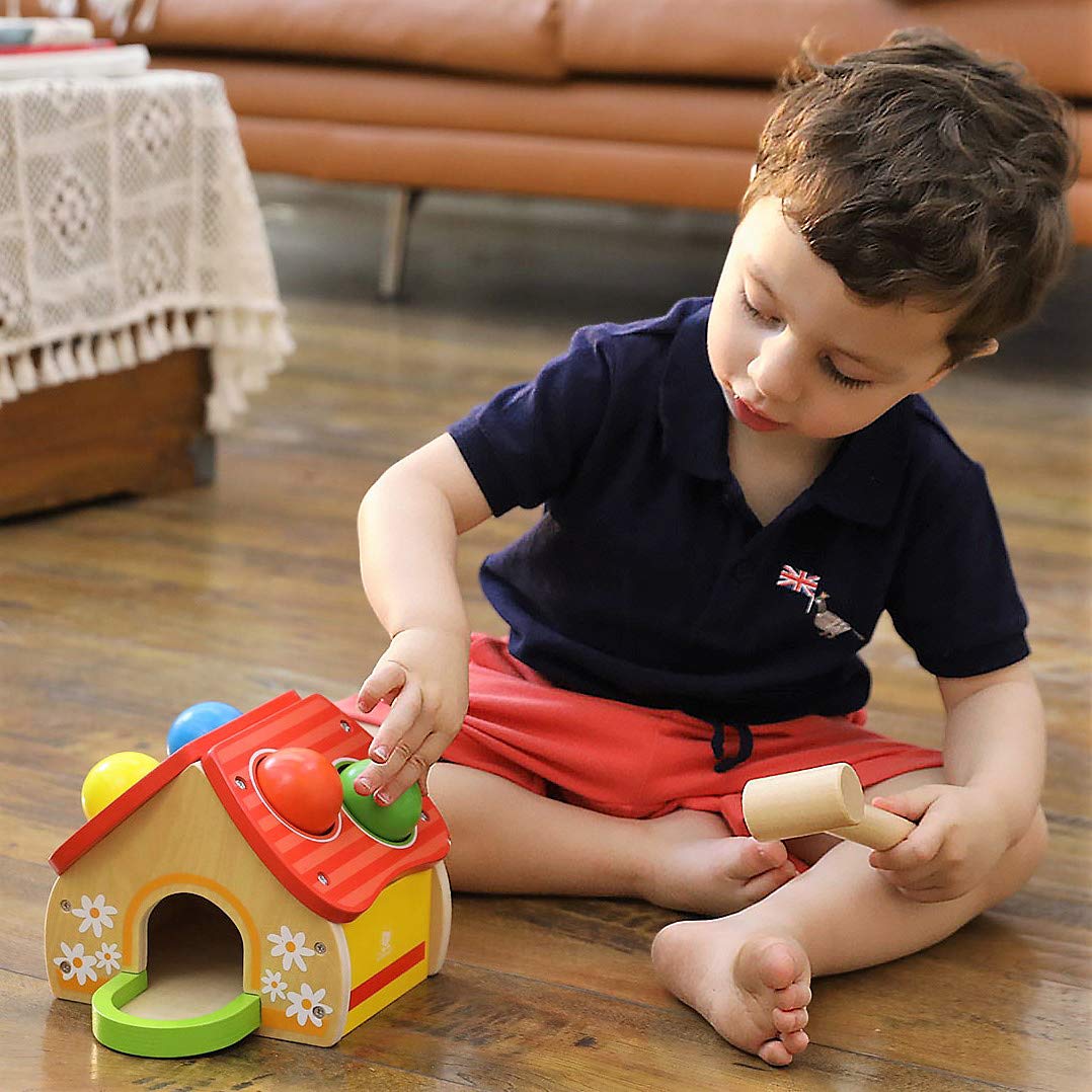 TOP BRIGHT Wooden Hammer Toy, Pounding Bench Toy for One Year Old Presents, Toddler Boy Gifts for 1 Year Olds
