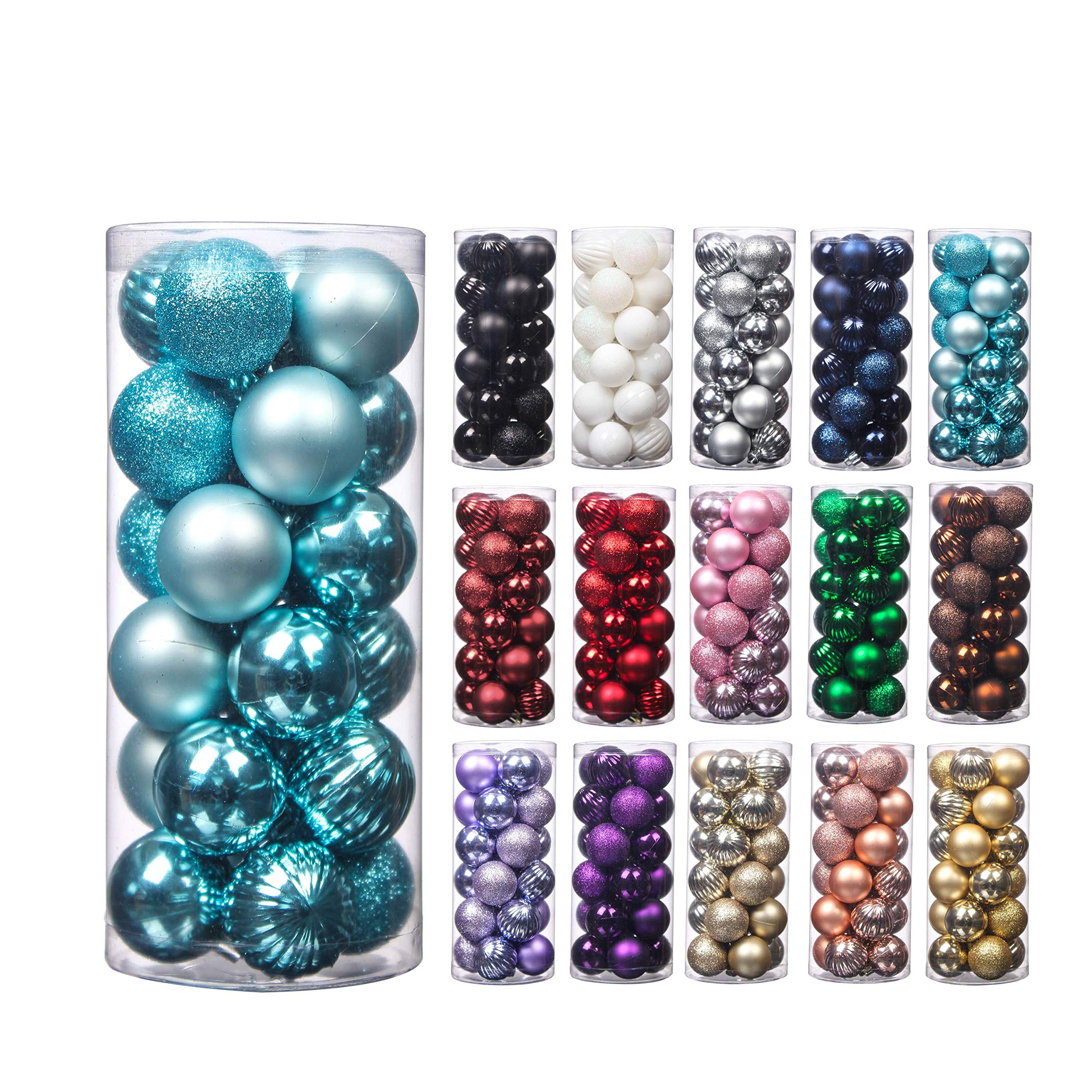 Christmas Balls, 24pcs 1.57" Small Size Christmas Tree Ornaments Hanging Christmas Home Decorations for Home House Bar Party(Blue)