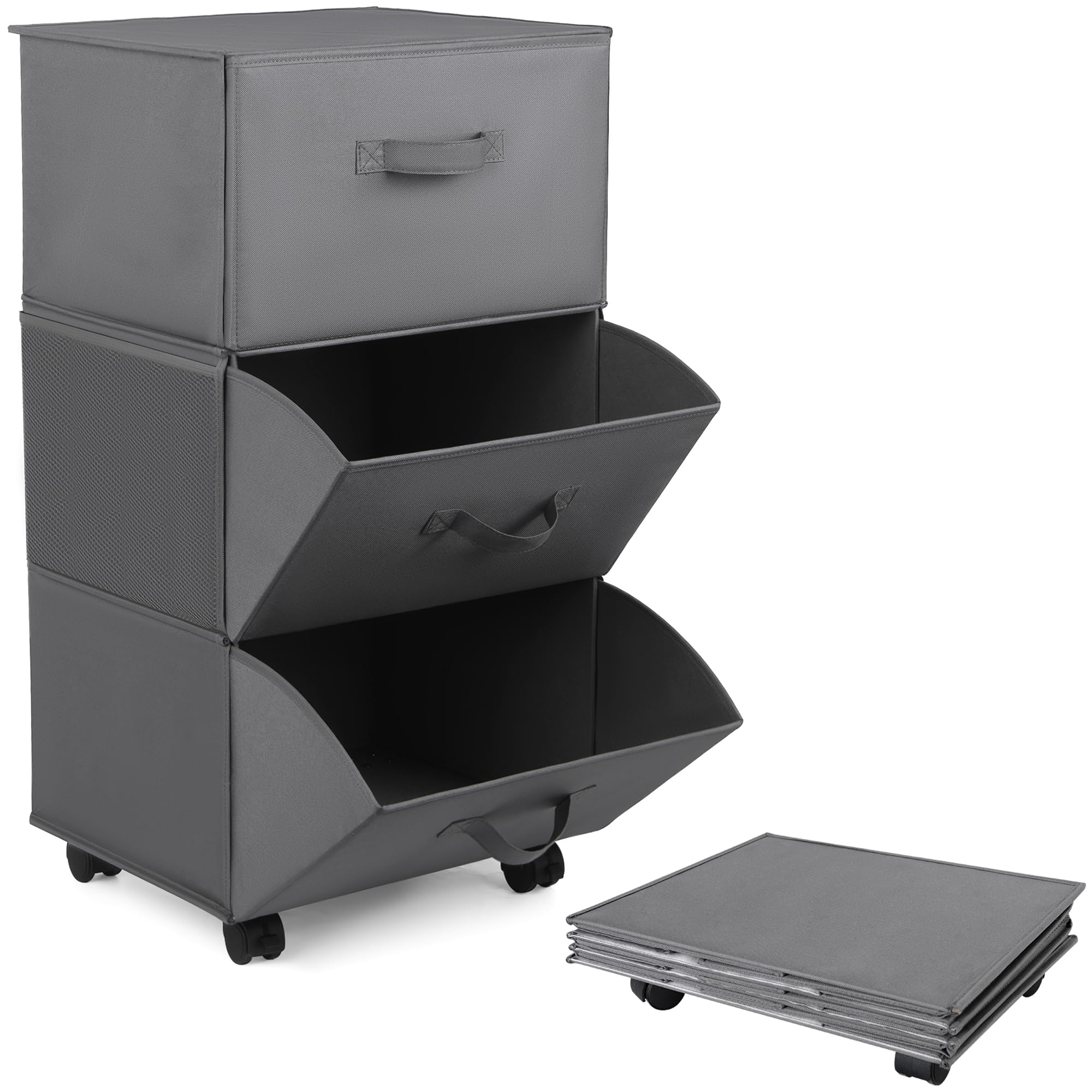 GRANNY SAYS 3 Drawer Storage Organizer, 3 Drawer Dresser, Storage Drawer for Bedroom, Closet Storage Drawers, Foldable Storage Cabinet for Clothing, Gray