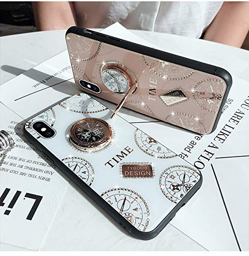 Case for Galaxy Note 10 Plus,Awin Luxurious Original Clock Watch Time Women Girls Soft TPU Shiny Rhinestone Case with Kickstand for Samsung Note 10 Plus/Note 10 Plus 5G 6.8inch (Rose Gold)