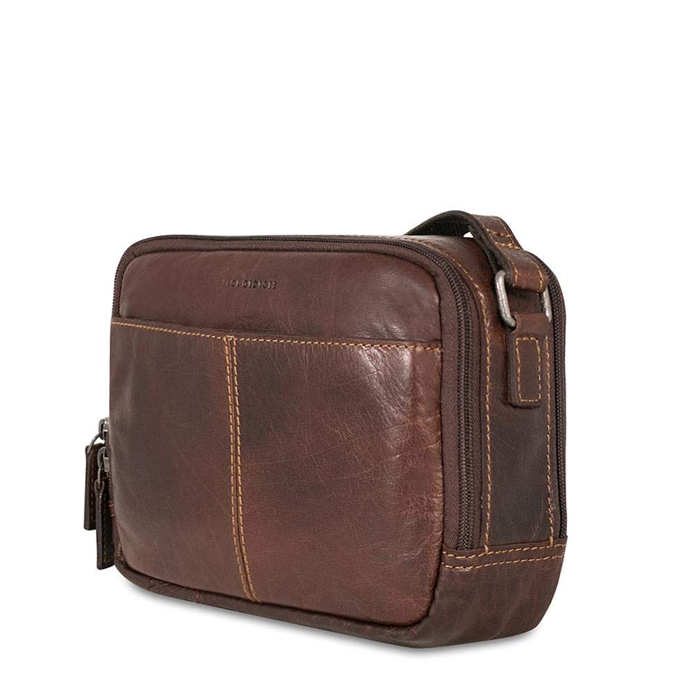 Voyager Double Zippered Crossbody Bag #7195 (Brown)