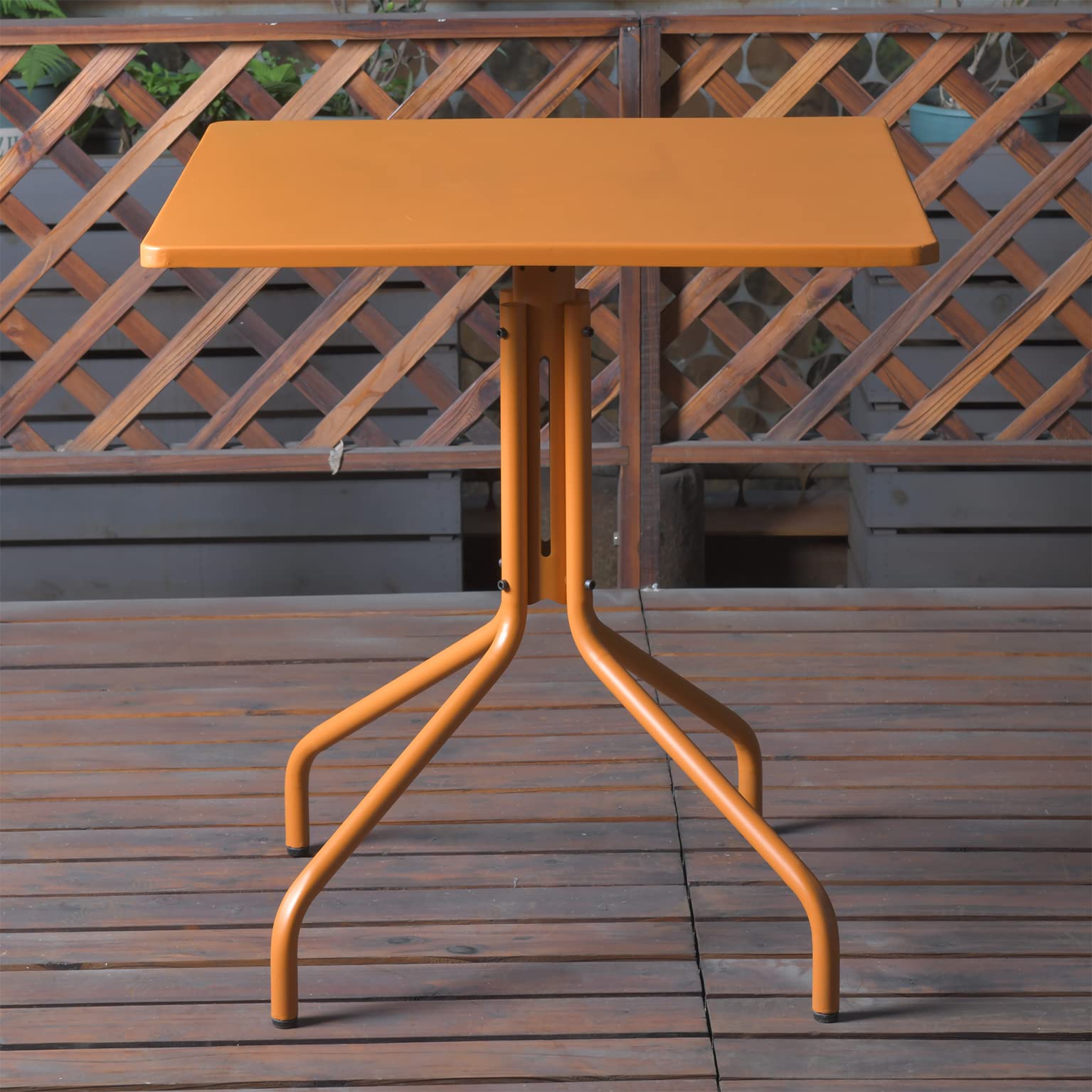 GWAREZ Outdoor Bistro Square Metal Table 27.5'' Patio Side Table for Backyard Lawn Balcony Poolside or Garden, Orange…