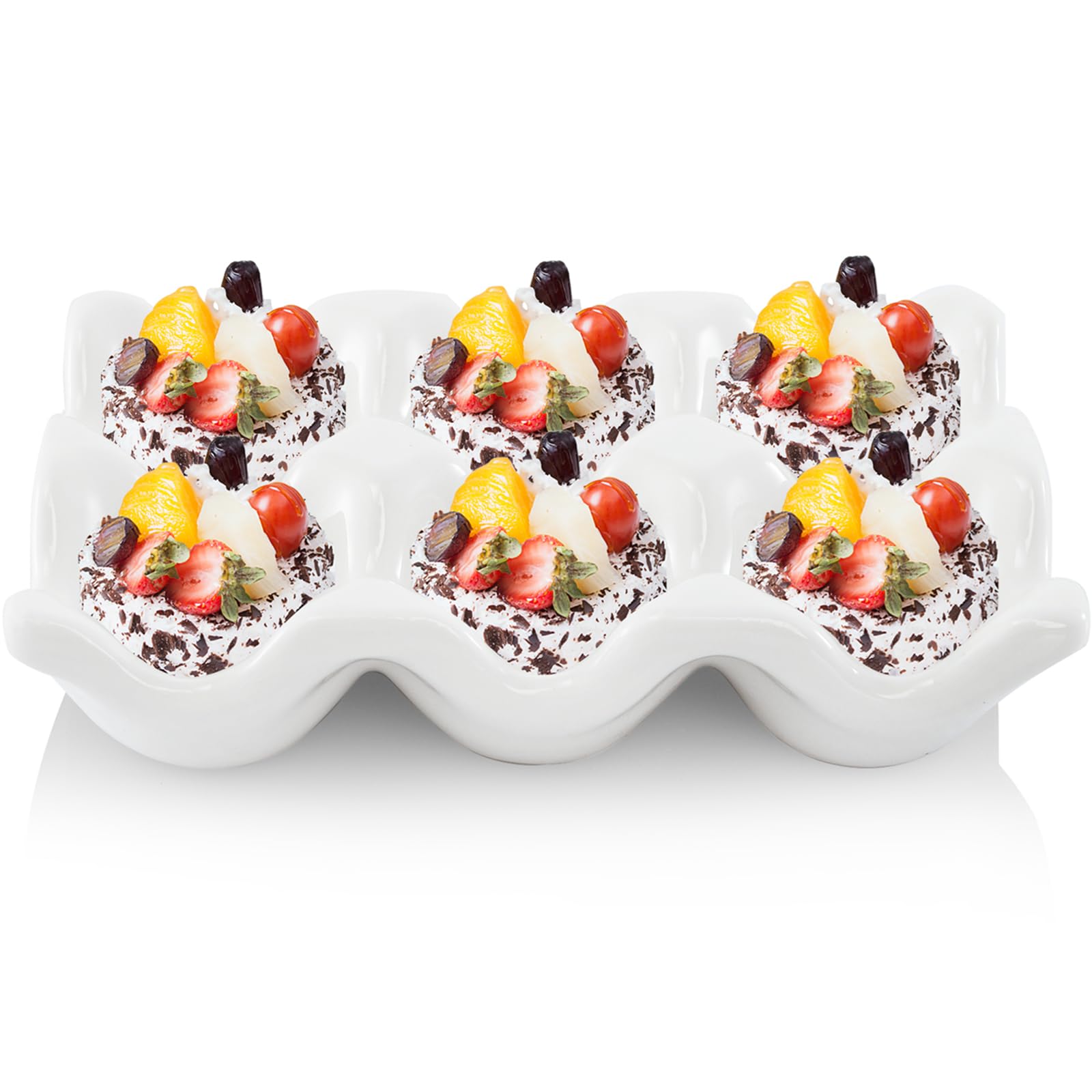 DEAYOU 4 Pack Porcelain Egg Container, Ceramic Eggs Keeper Storage Organizer for Display, Kitchen, White