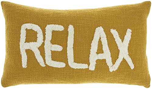 Mina Victory Life Styles Throw Pillow, 12"X21", Mustard