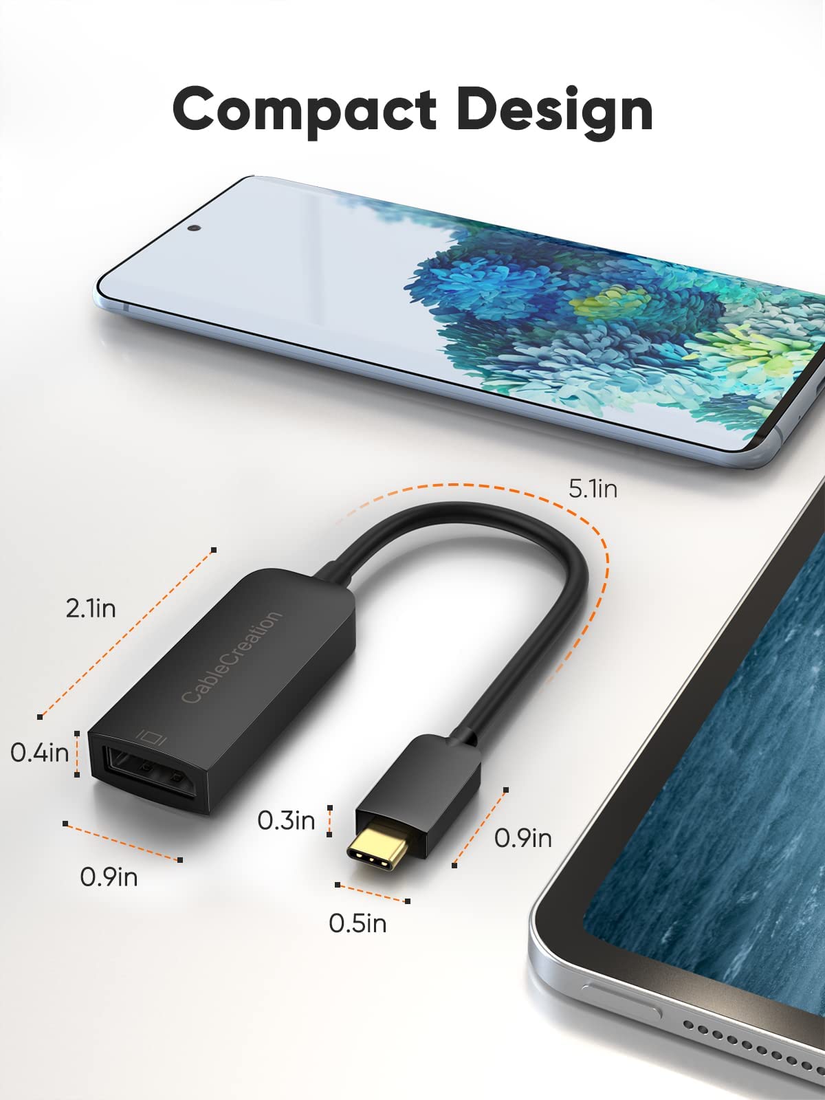 CableCreation USB C to DP Adapter 4K@60Hz, USB Type C to DisplayPort Converter, Compatible with iPhone15/15Plus/15Pro/15Promax Rift S, MacBook Pro 2020, iPad Pro 2020, Galaxy S23, Aluminum
