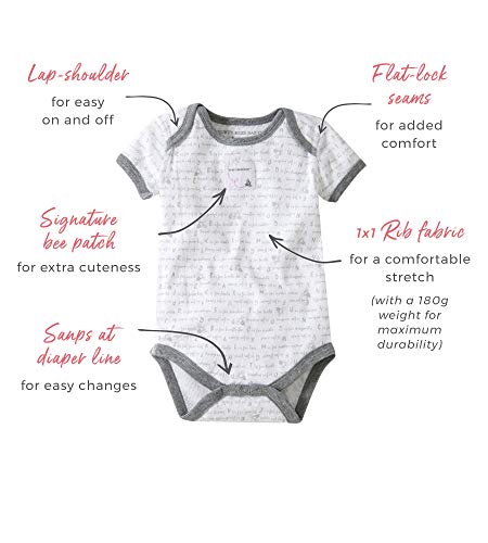 Burt's Bees Baby baby boys Bodysuits, 2-pack Organic Cotton Short & Long Sleeve One-pieces Bodysuit, Blossom/Stripe Long Sleeve, 6-9 Months US