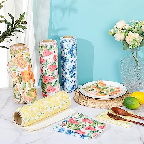 Maxdot 4 Rolls 48 pcs Reusable Paper Towels Roll Washable Cotton Flannel kitchen Towels Absorbent Paperless Cloth Towels with Cardboard Replacement Alternative Towel for Kitchen Cleaning Housekeeping