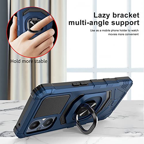Suordii Case for OnePlus Nord N20 5G with Tempered Glass Screen Protector [2 Pack], Heavy Duty Military-Grade Slim Fit Phone Case with Metal Kickstand for OnePlus Nord N20 5G - Blue