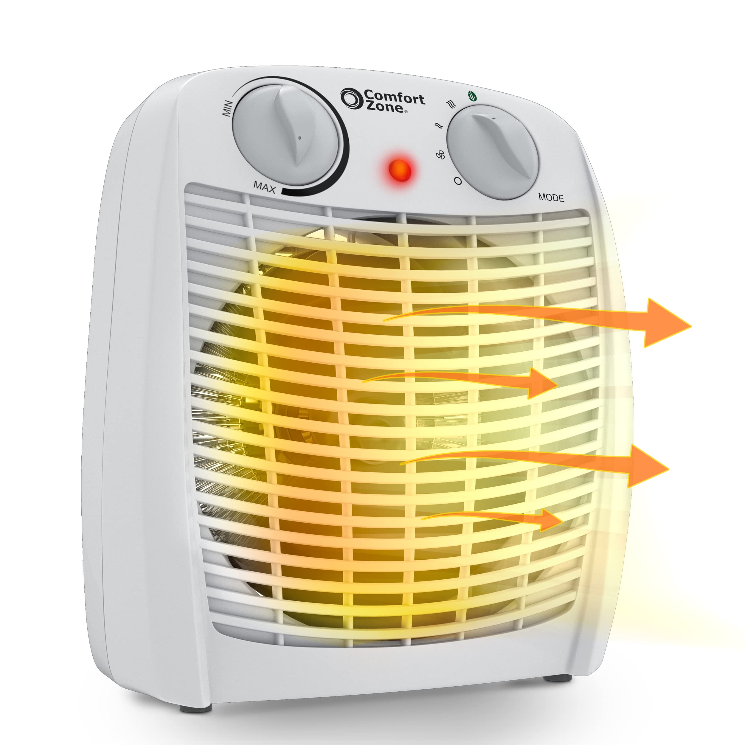 Comfort Zone Indoor Space Heater with Adjustable Thermostat, Fan Forced, Electric, Overheat Protection, Safety Tip-Over Switch, Energy Efficient, Ideal for Home, Bedroom, & Office, 1,500W, CZ45E