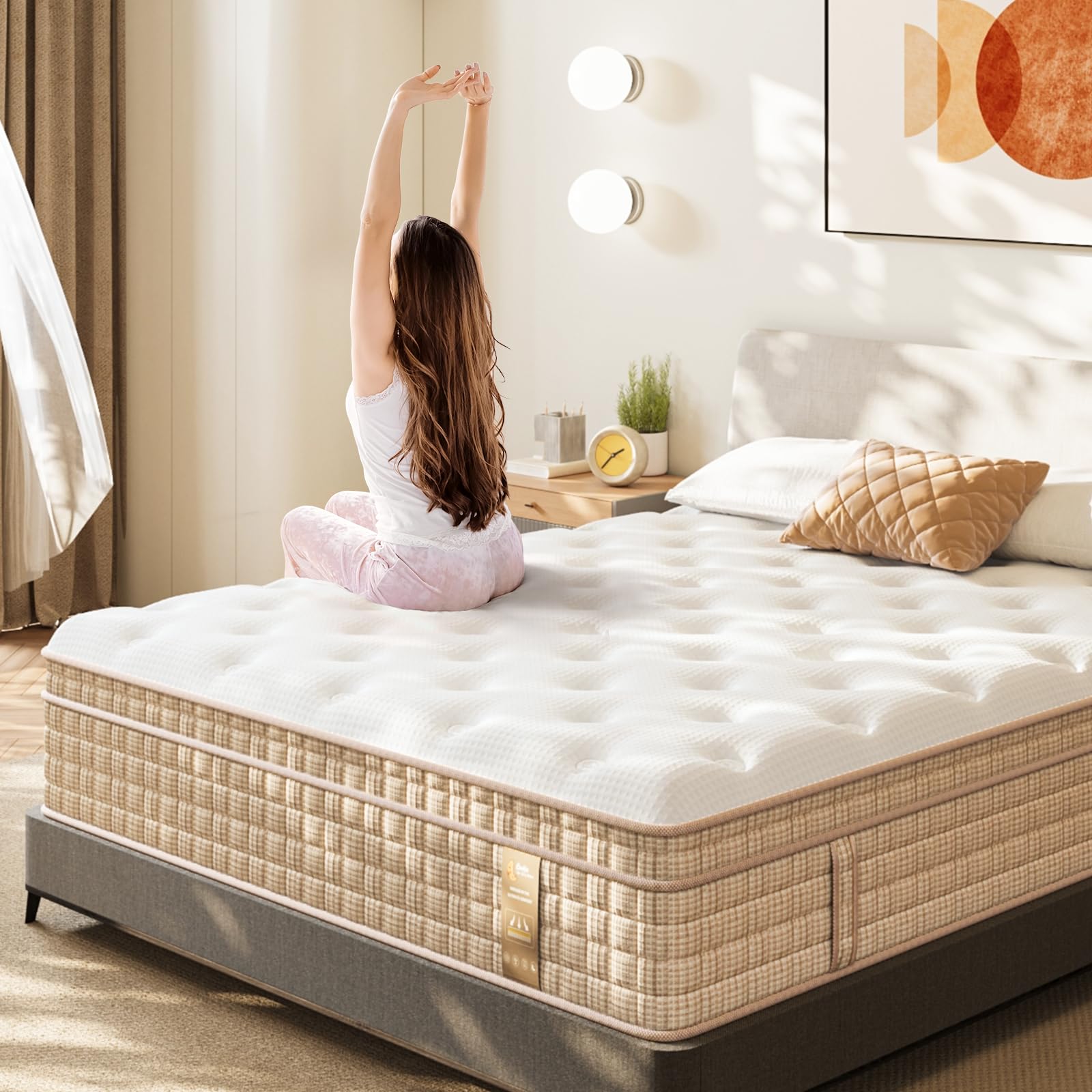 FP FLEXPEDIC Full Mattress, 14 Inch Hybrid Queen Size Mattress in a Box, Full Mattress with Gel Memory Foam and Pocket Spring for Pressure Relief, Ergonomic Design & Edge Support,