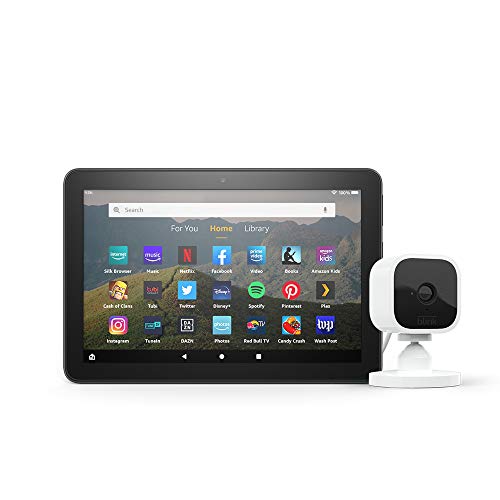 Fire HD 8 Smart Home Bundle including Fire HD 8 Tablet 32 GB Ad-Supported (Black) with Blink Mini Camera