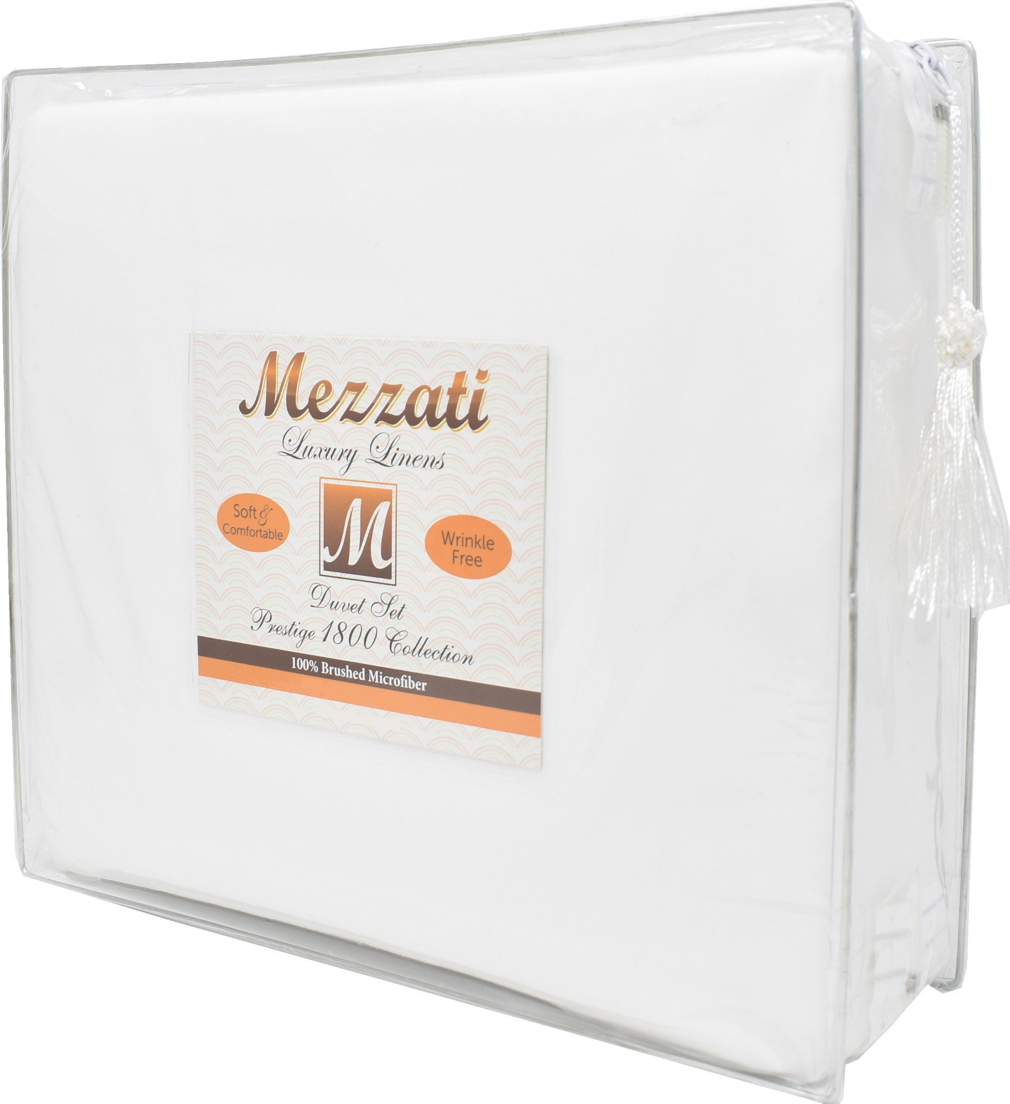 Mezzati Luxury Duvet Cover 3 Piece Set – Soft and Comfortable 1800 Prestige Collection – Brushed Microfiber Bedding (White, King Size)