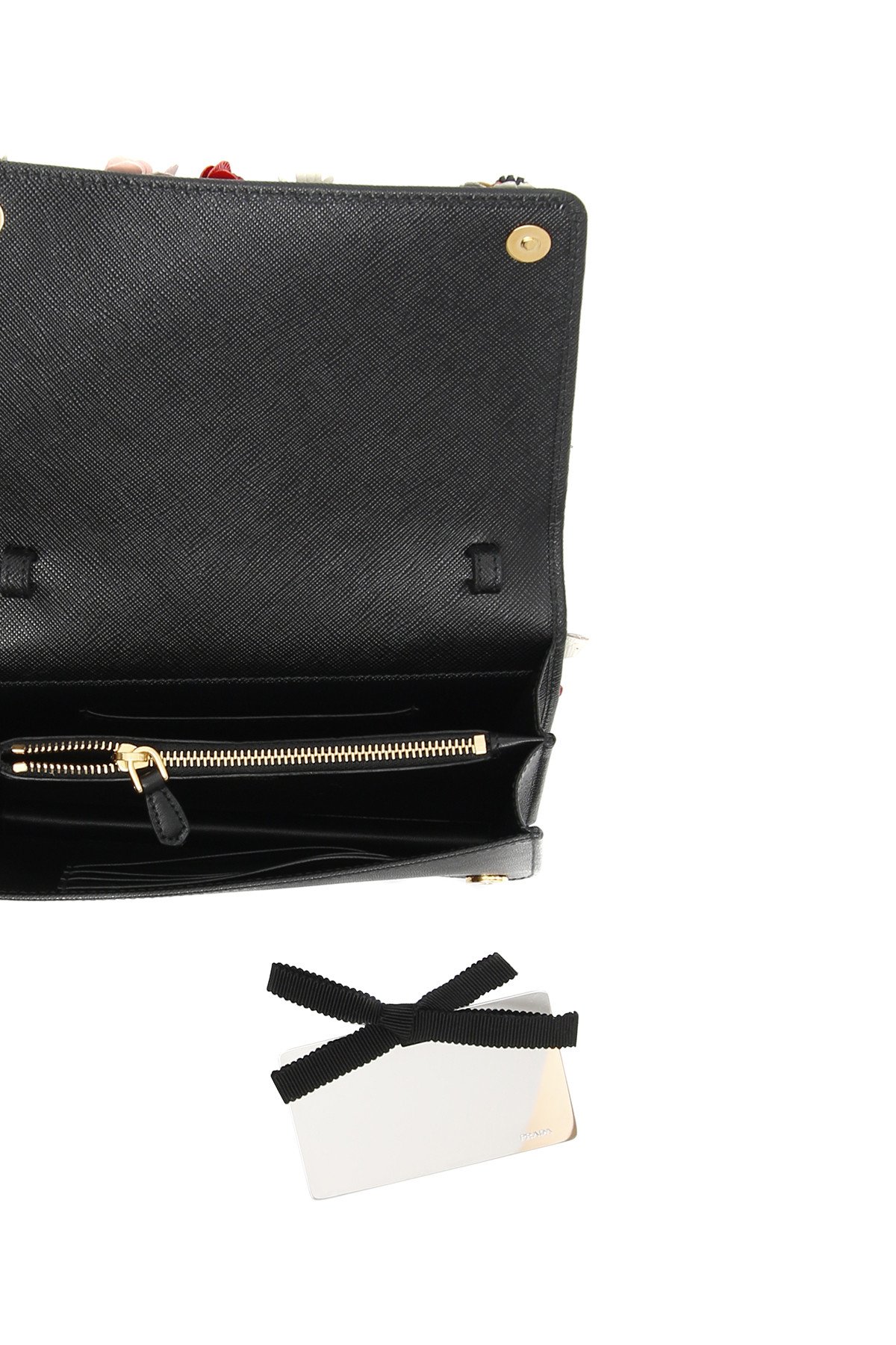 Prada Saffiano Garden Floral Applique Misto Designer Crossbody Bag for Women 1BP006