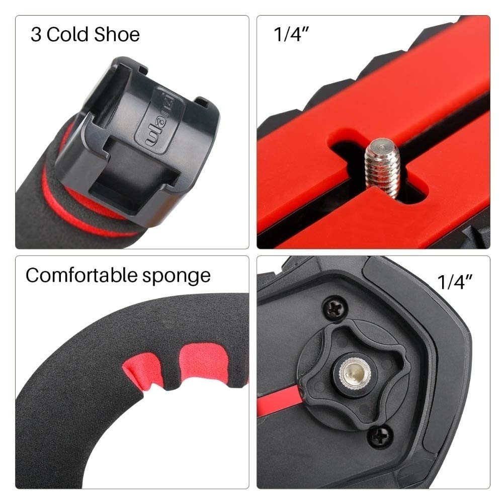Camera Video Stabilizer Handle Video Grip Camera Video Light Triple Shoe Mount for Gopro for DSLR Sony Nikon Canon for iPhone (Set1)