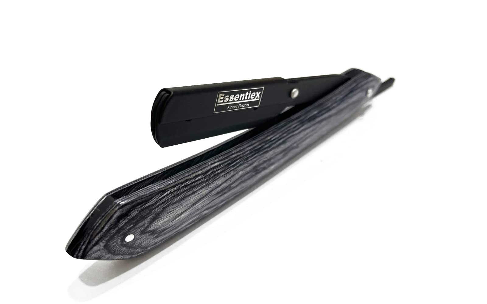 EssantieX Barber Stright Edge Razor For Men Satinless Steel With 25 Half Baldes⦠(Black Head Wood Handle)