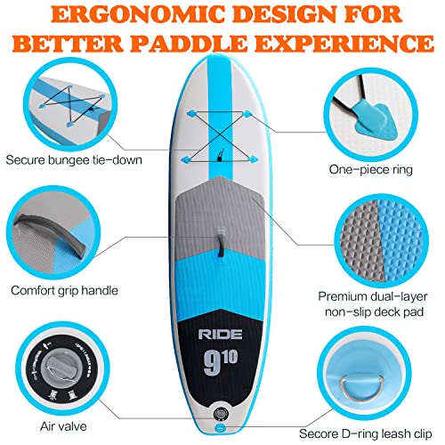 CADALENE Inflatable Stand Up Paddle Board with SUP Accessories, Inflatable Paddle Board for Adults & Youth of All Skill Levels (9.10ft Blue)