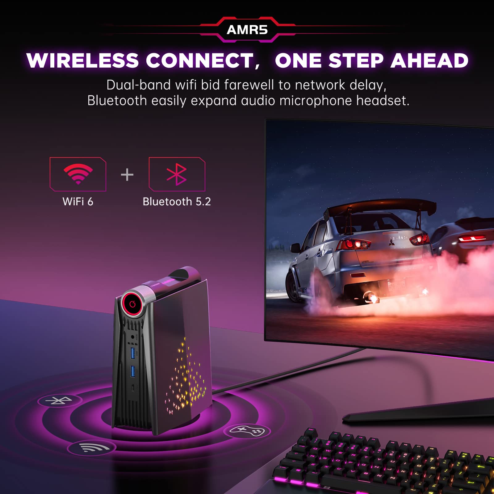 CTONE Mini Gaming PC Windows 11 Ryzen 7 5800U(Up to 4.40GHz) AMR5 Windows Gaming Mini PC,32GB 2xSO-DIMMDDR4 512GB,Support WiFi 6 BT 5.2 Mini Ryzen PC 4K HDMI Type-C Auto Power On