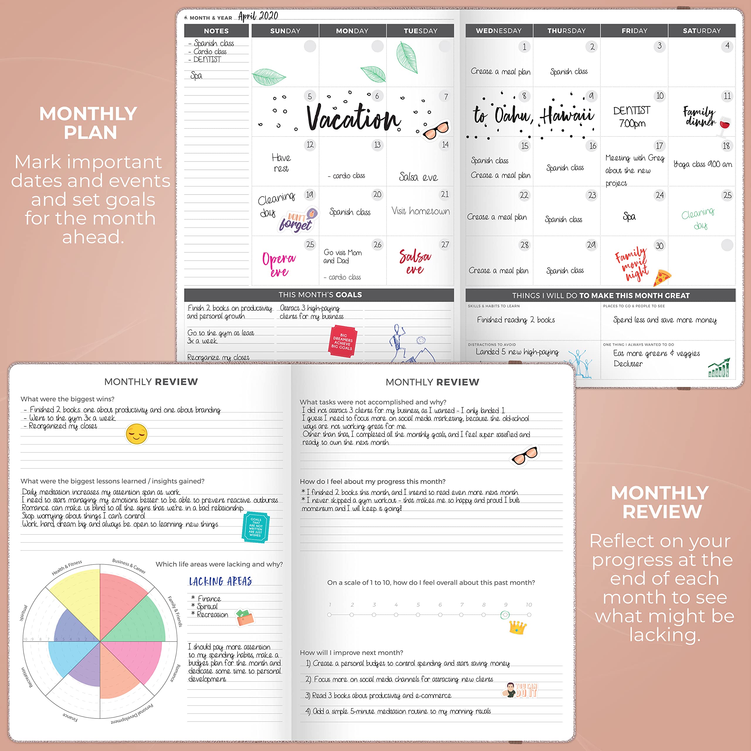 Clever Fox Planner PRO – Weekly & Monthly Life Planner to Increase Productivity, Time Management and Hit Your Goals, 8.5x11″ (Rose Gold)