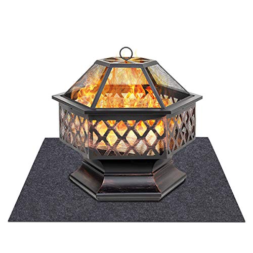 Fire Pit Mat—Gas grill mat,Retardant,Heat Resistant,Ember Mat,Electric Smoker Mat,Under the stove, Protect your deck, terrace, lawn or campground from embers,Reusable,Waterproof backing (36" x 36")