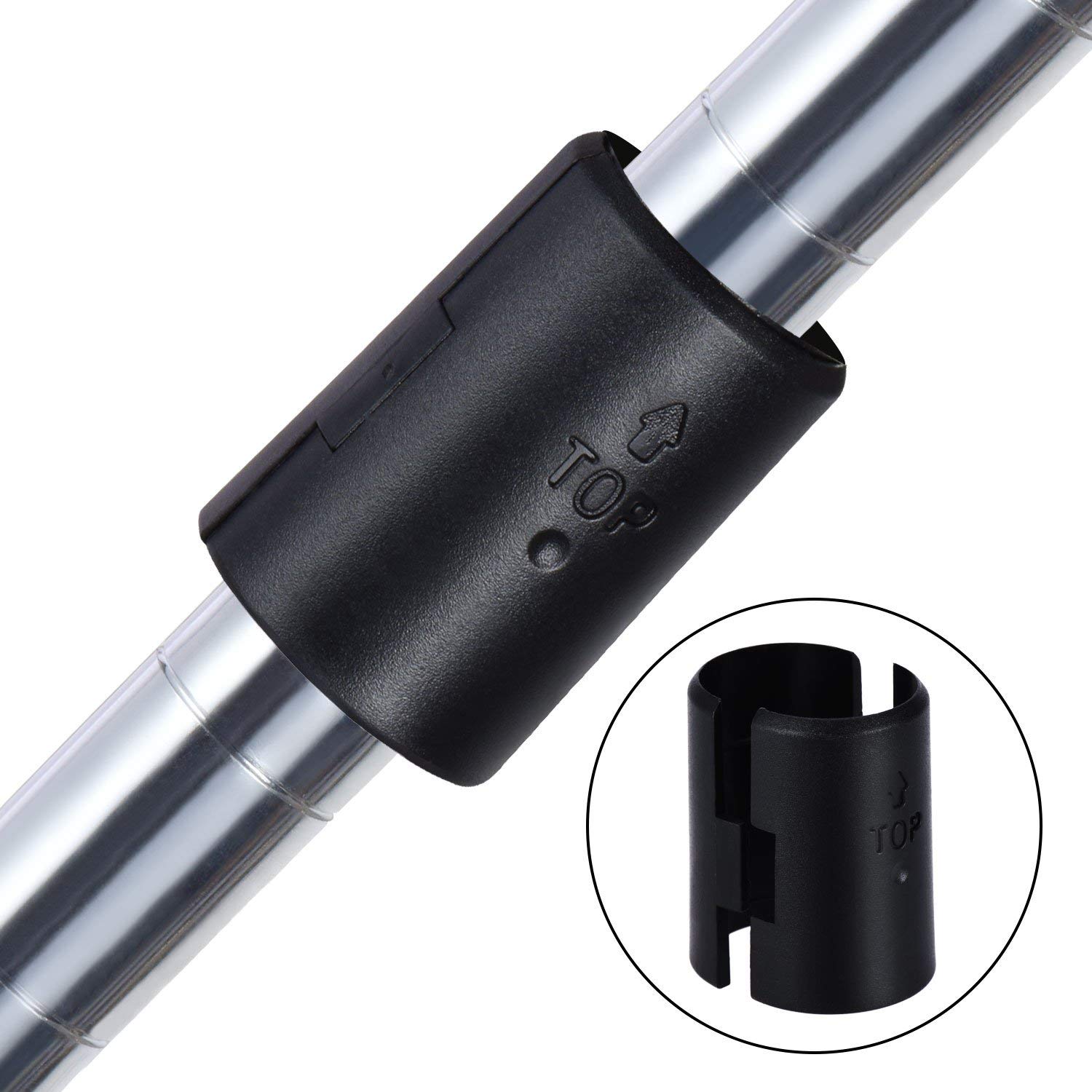 Canomo 48 Packs Wire Shelving Shelf Lock Clips and 4 Packs Pole Connectors for 1 inch (0.047"/1.2mm Thick) Wire Shelve Shelving Unit Metal Rack