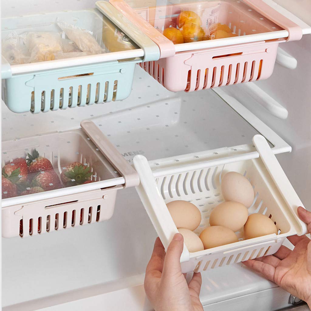 Toxz Refrigerator Storage Rack Food Preservation Compartment,Refrigerator Save Space Drawer Shelf Plate Layer,Drawer Parition Storage,Kitchen Article Storage Shelf,20.5 x 16.4 x 7.6cm