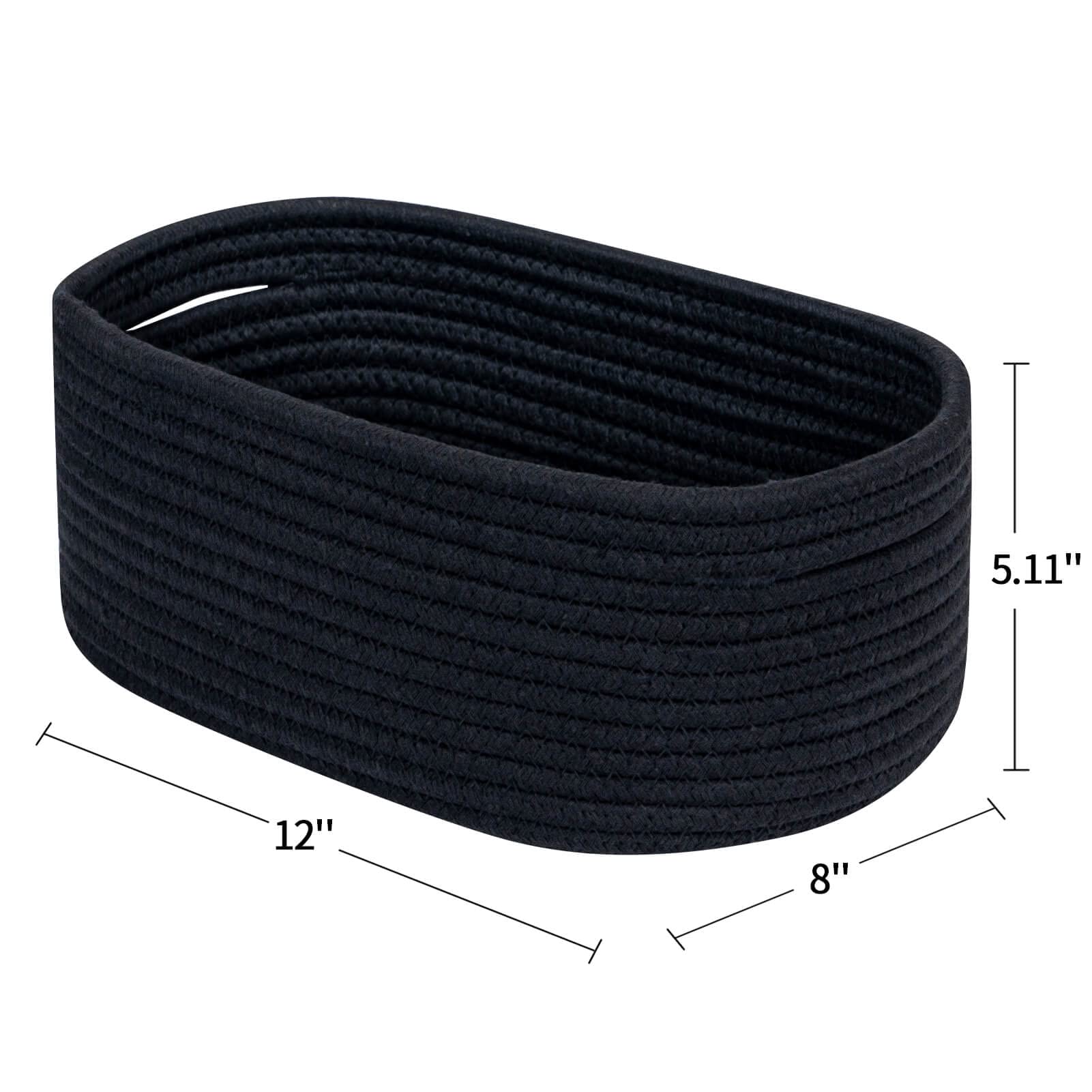 CubesLand Rope Woven Storage Baskets, Small Baby Nursery Organizer Basket, Rectangular Organization/Storage Bins, Closet Shelves Baskets，Empty Gift Basket 3 Packs, Off White/Light Brown