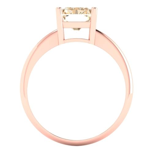 Clara Pucci 2.5ct Radiant Cut Solitaire Genuine Natural Morganite Wedding Bridal Designer Anniversary Engagement Ring 14k Rose Gold