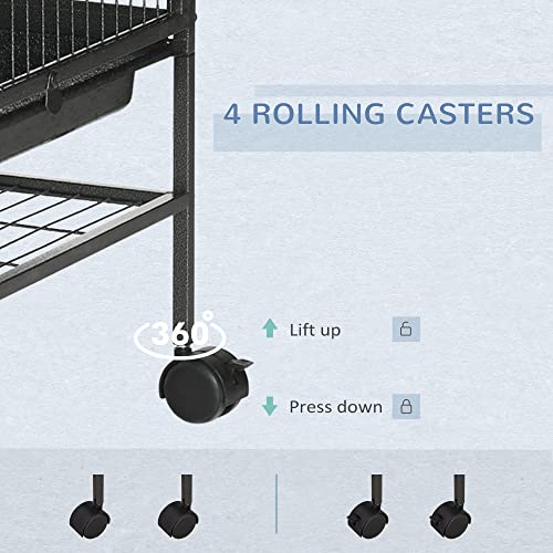 PawHut Small Animal Cage with Hammock, 3 Tiers Ferret Cage with Storage Shelf, Chinchilla Cage Sugar Glider Cage, Strong Metal Wire, Removable Tray